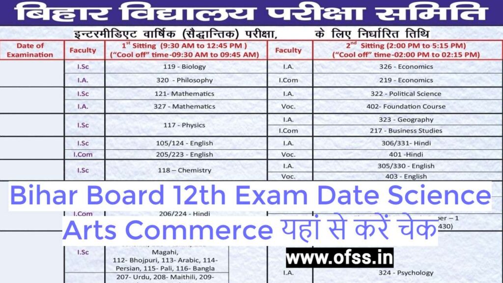 Bihar Board 12th Exam Date 2024 Science Arts Commerce यहां से करें चेक